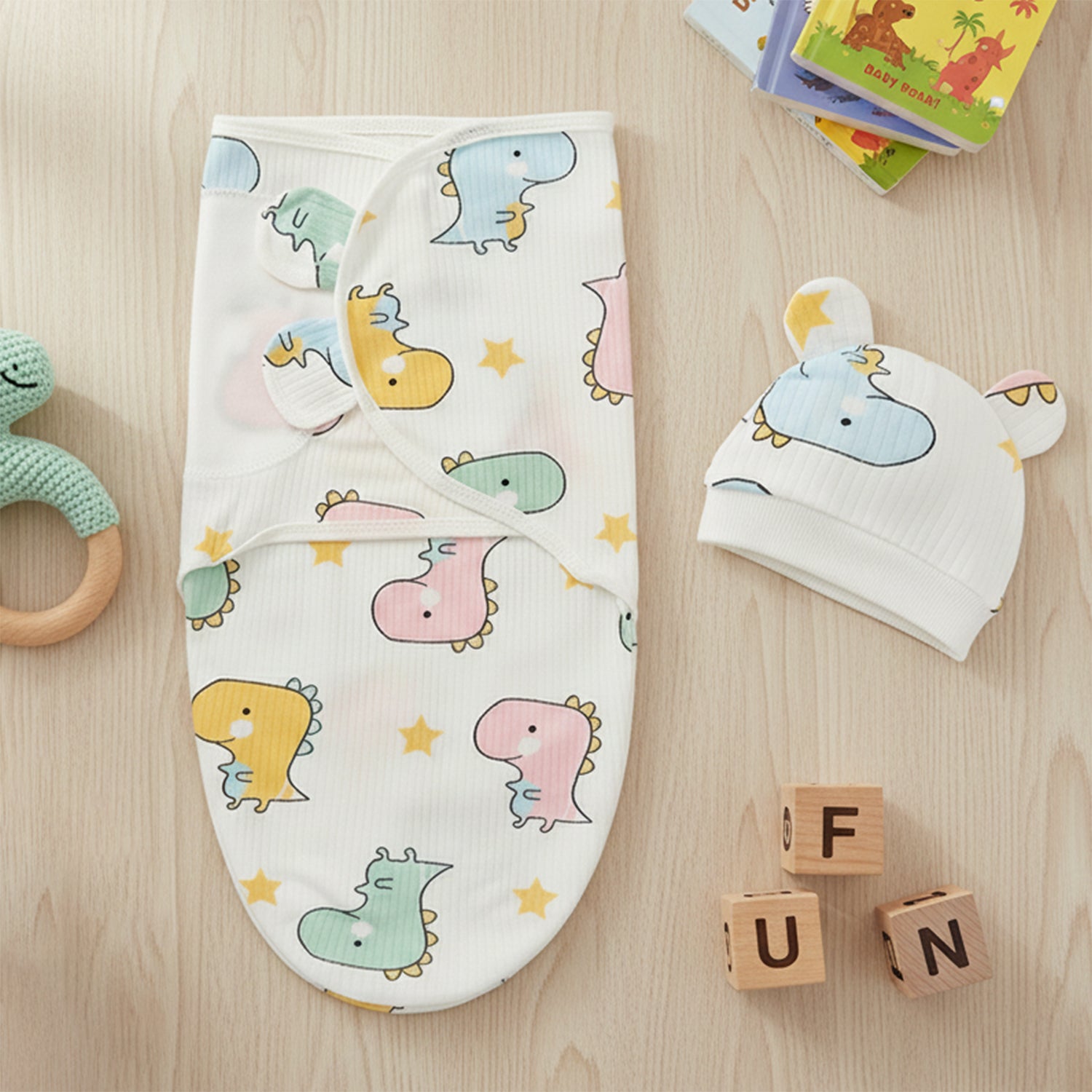 Baby Moo Jungle Print Adjustable Velcro Easy Wrap Ready Swaddle For In
